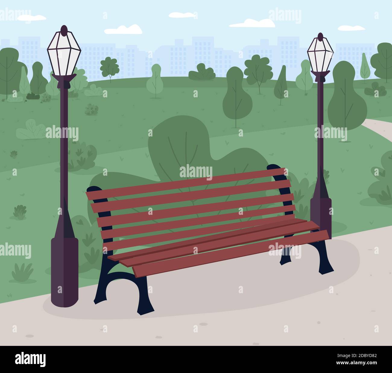 Park bench flat color vector illustration Stock Vector Image & Art - Alamy