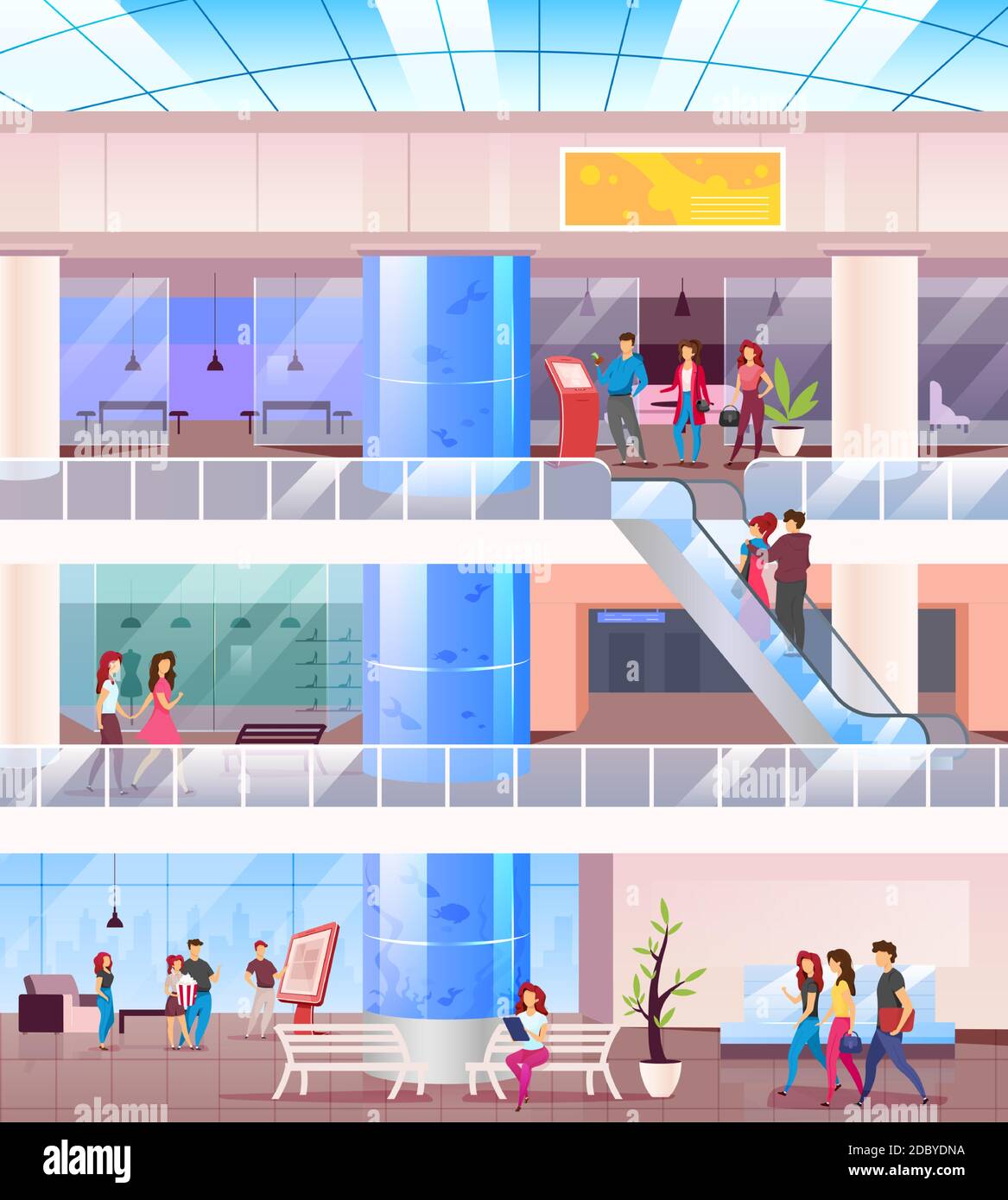 Shopping mall flat color vector illustration Stock Vector Image & Art ...