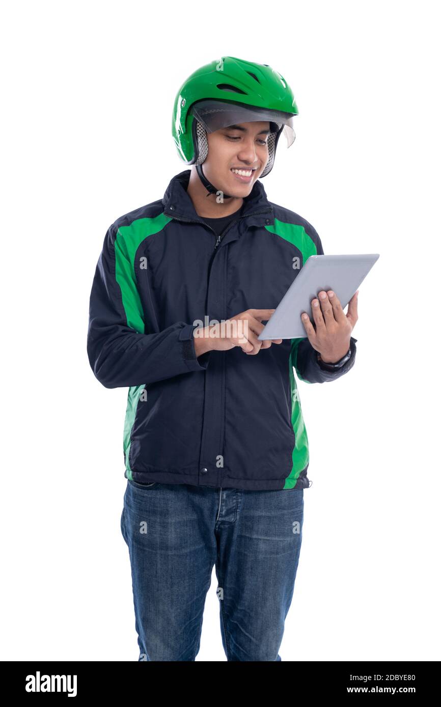 Delivery driver with device Cut Out Stock Images & Pictures - Alamy