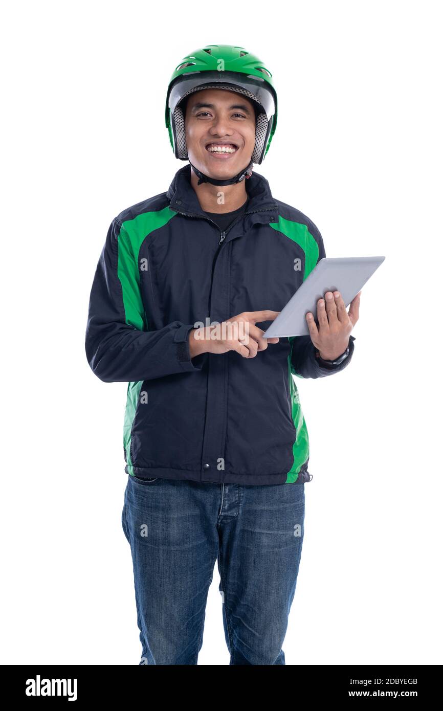 Delivery driver with device Cut Out Stock Images & Pictures - Alamy
