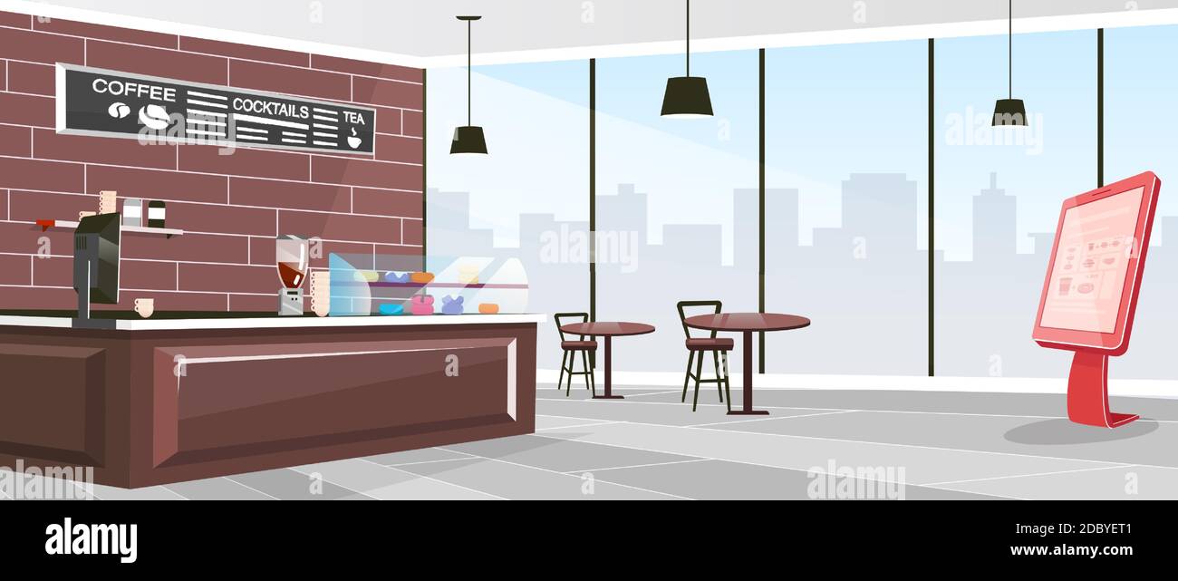 Inside cafeteria flat color vector illustration Stock Vector Image ...