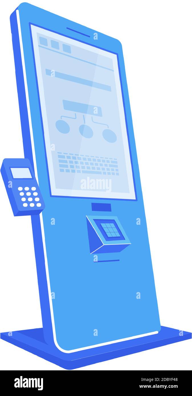Blue self service kiosk flat color vector object Stock Vector Image ...