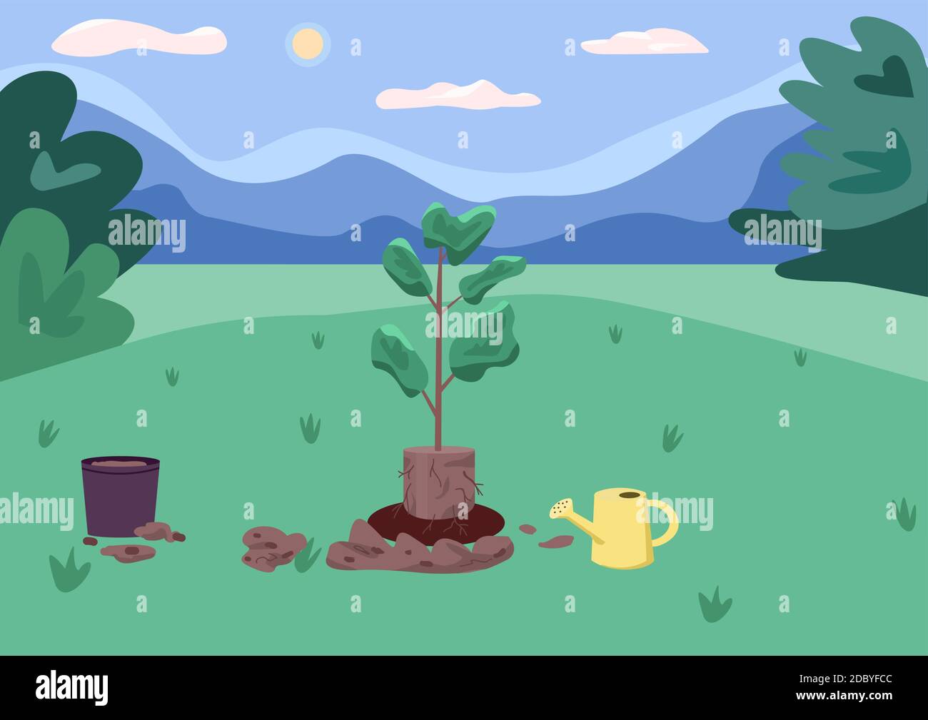 Park and recreation area flat color vector illustration Stock Vector ...