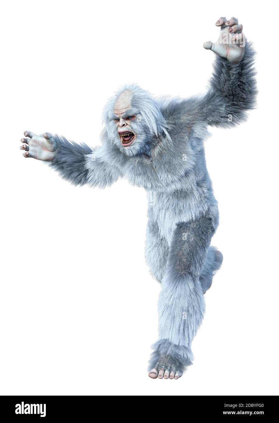 3D rendering of a fantasy creature yeti isolated on white background ...