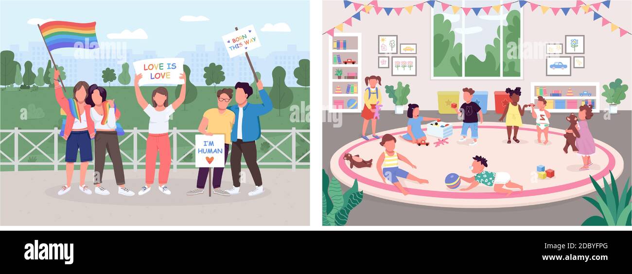 Human activities flat color vector illustration set Stock Vector Image ...