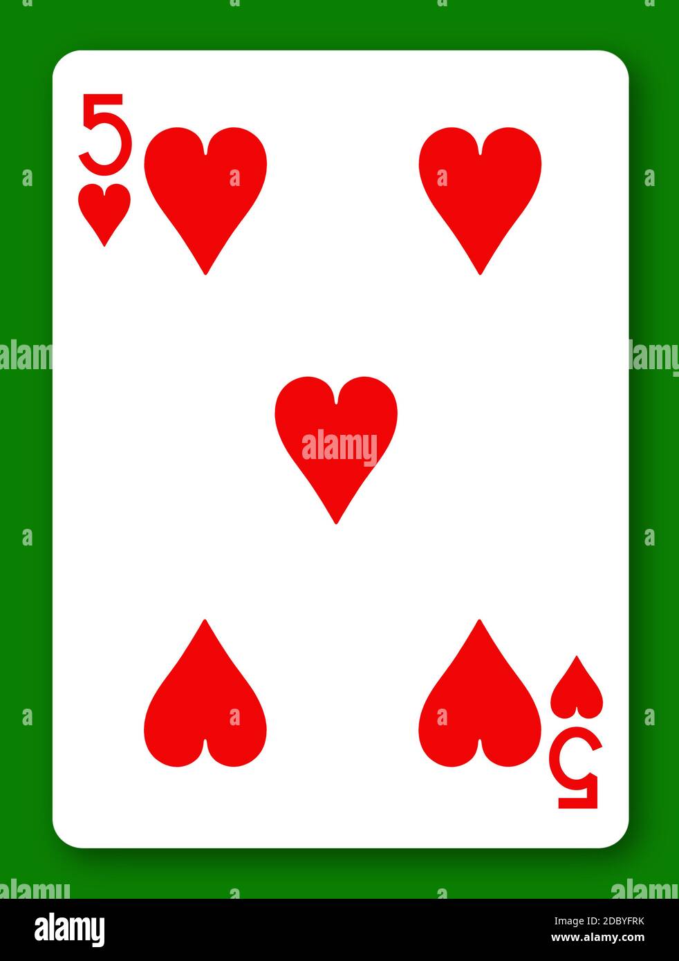 A 5 Five of Hearts playing card with clipping path to remove background ...