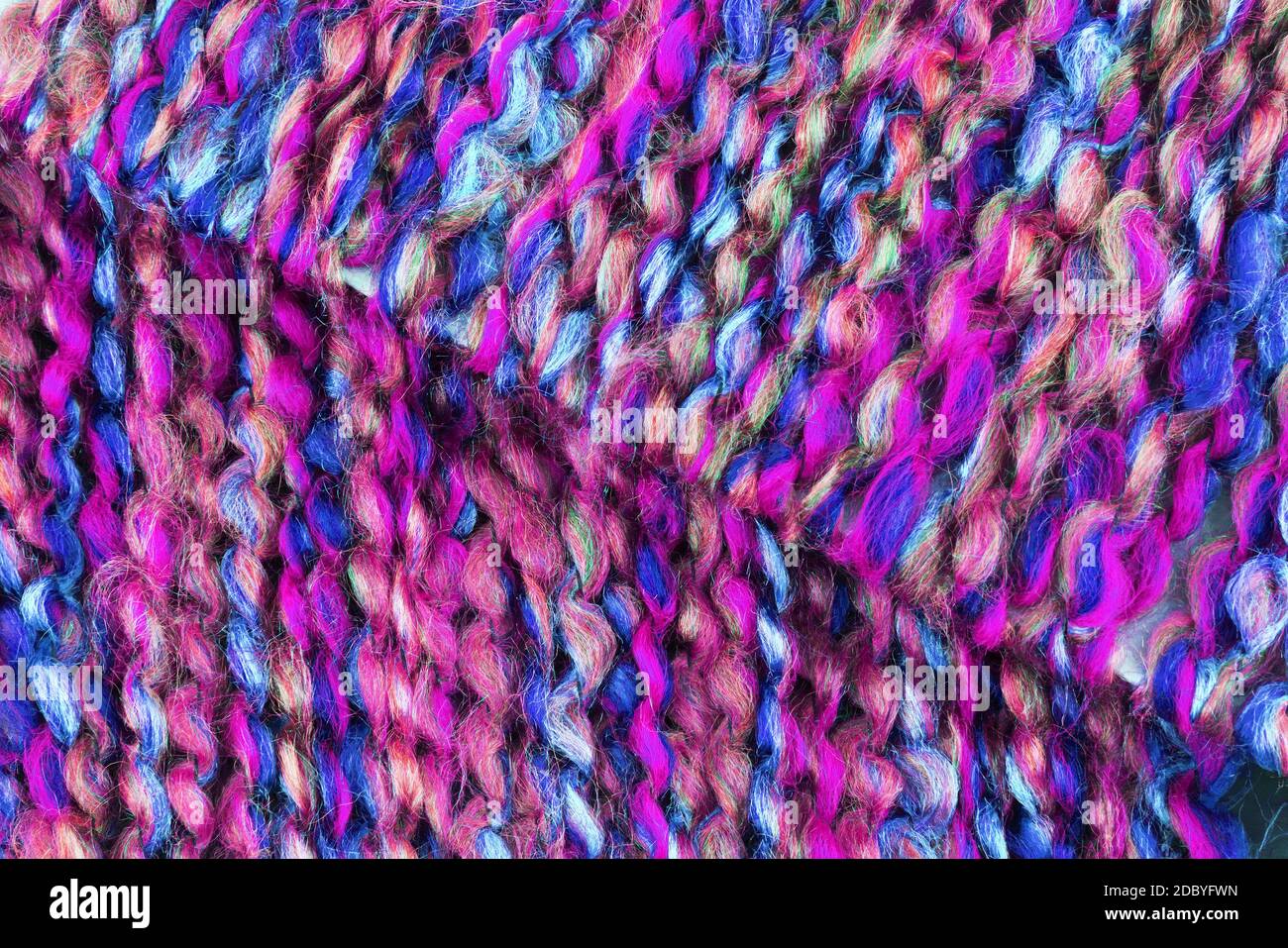 A macro of pink and blue wool yarn texture Stock Photo - Alamy