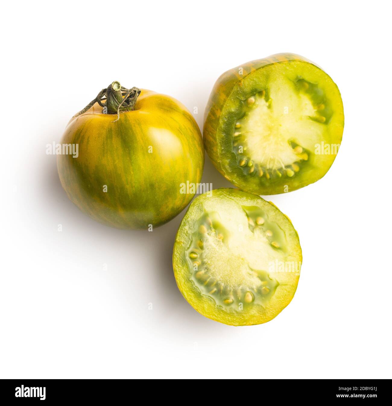 Green zebra tomatoes isolated on white background Stock Photo - Alamy