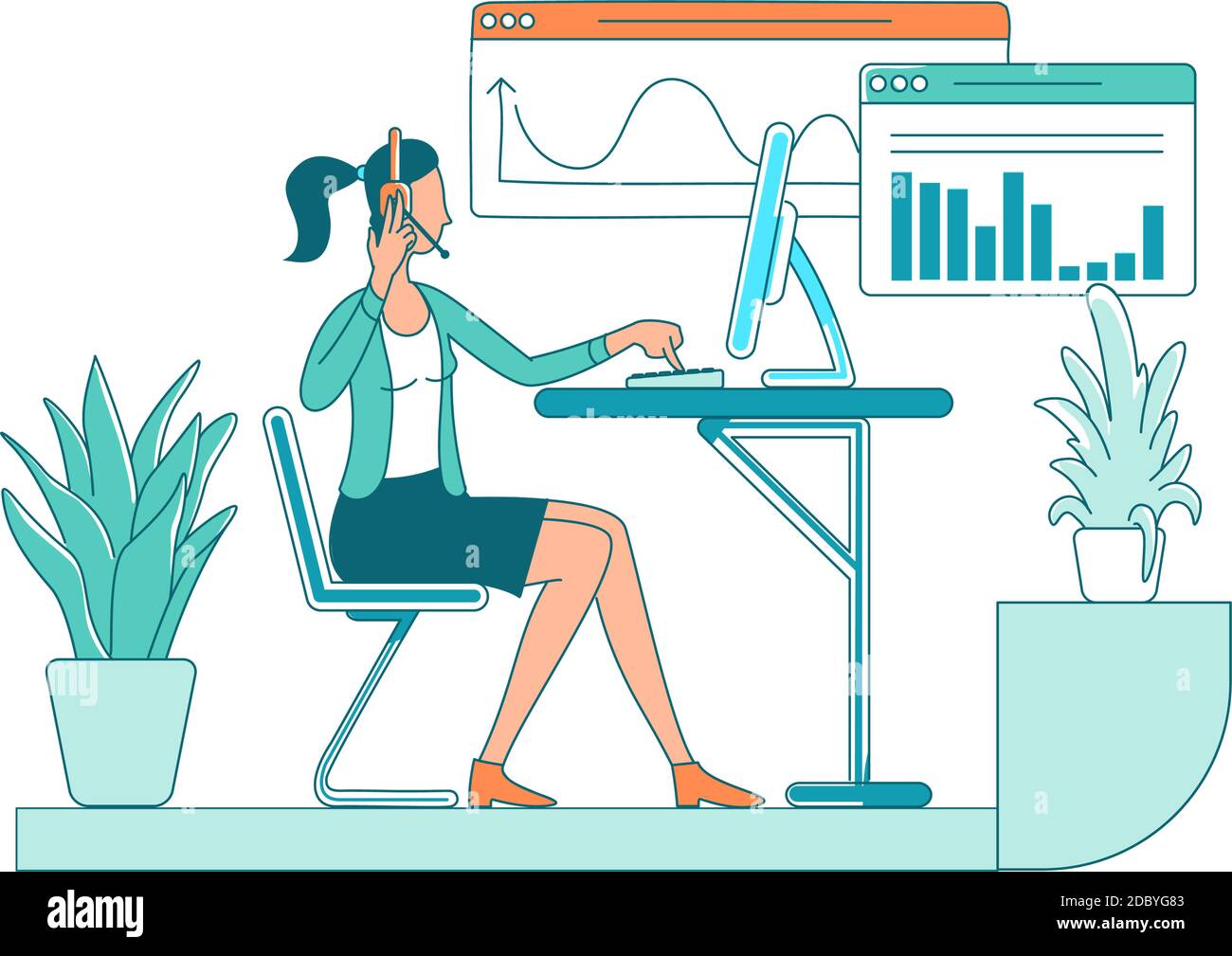 Female employee flat color vector faceless character Stock Vector Image ...