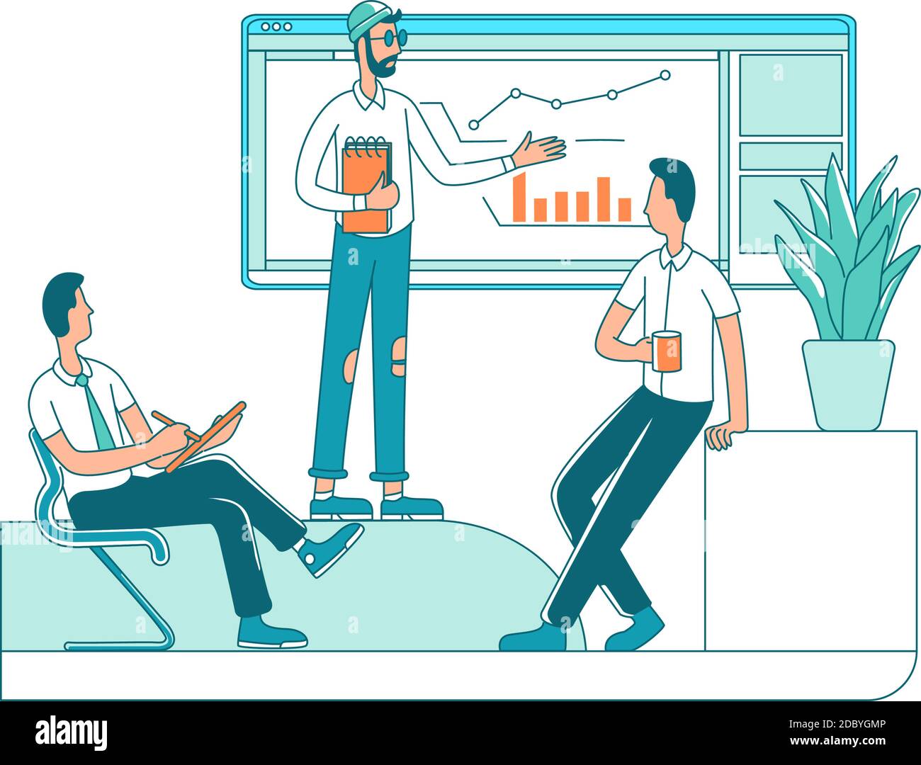 Business presentation flat color vector faceless characters Stock ...