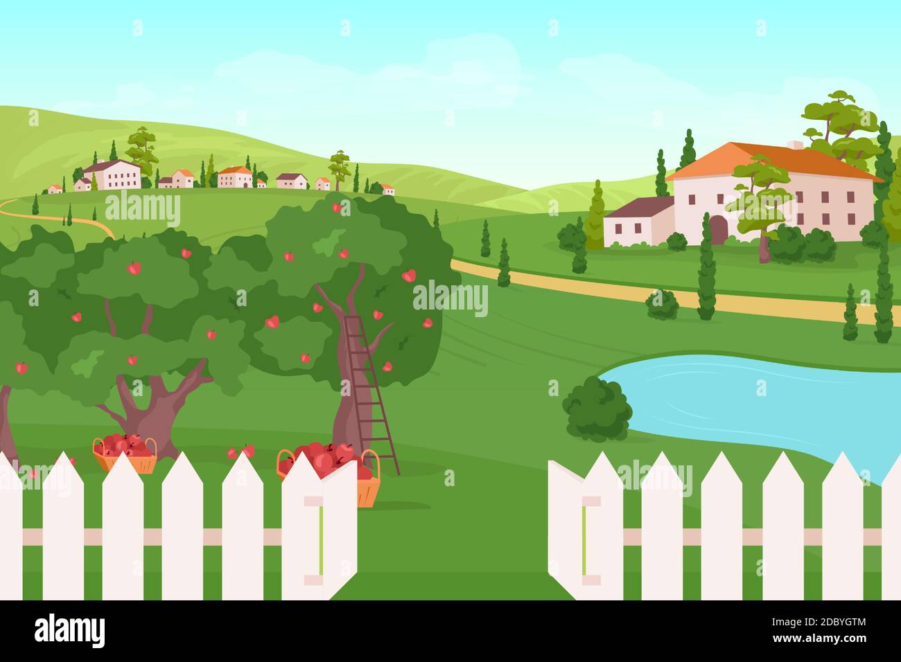 Farmland flat color vector illustration Stock Vector Image & Art - Alamy
