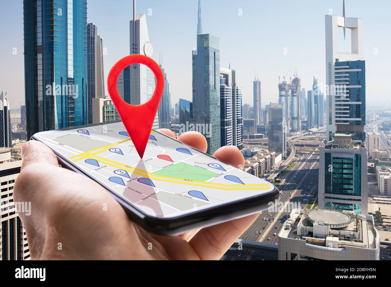 Dubai map mark hi-res stock photography and images - Alamy