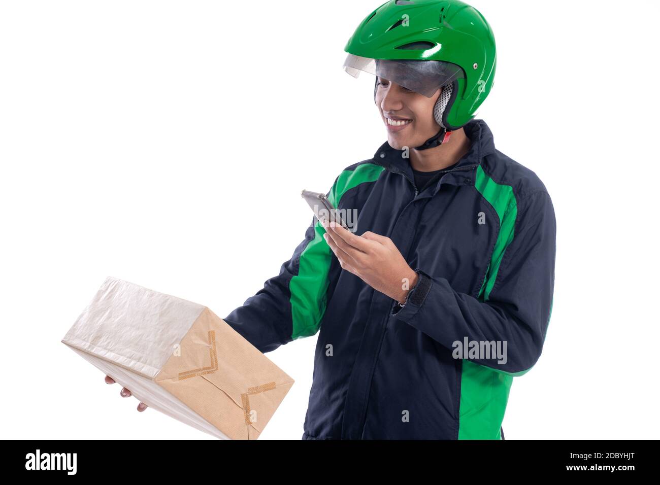 male delivery courier scanning barcode on the package Stock Photo - Alamy