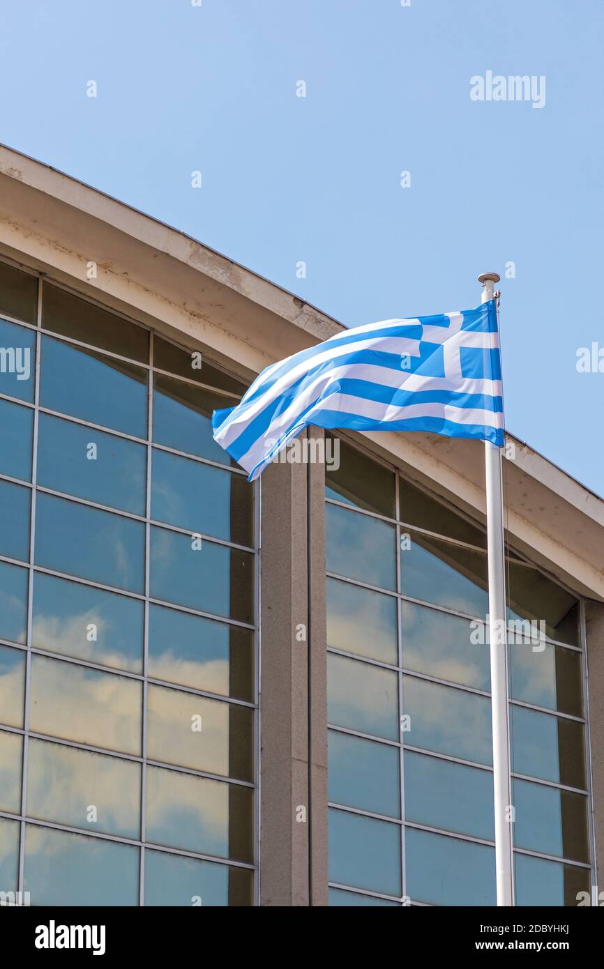 Flying greek flag outside hi-res stock photography and images - Alamy