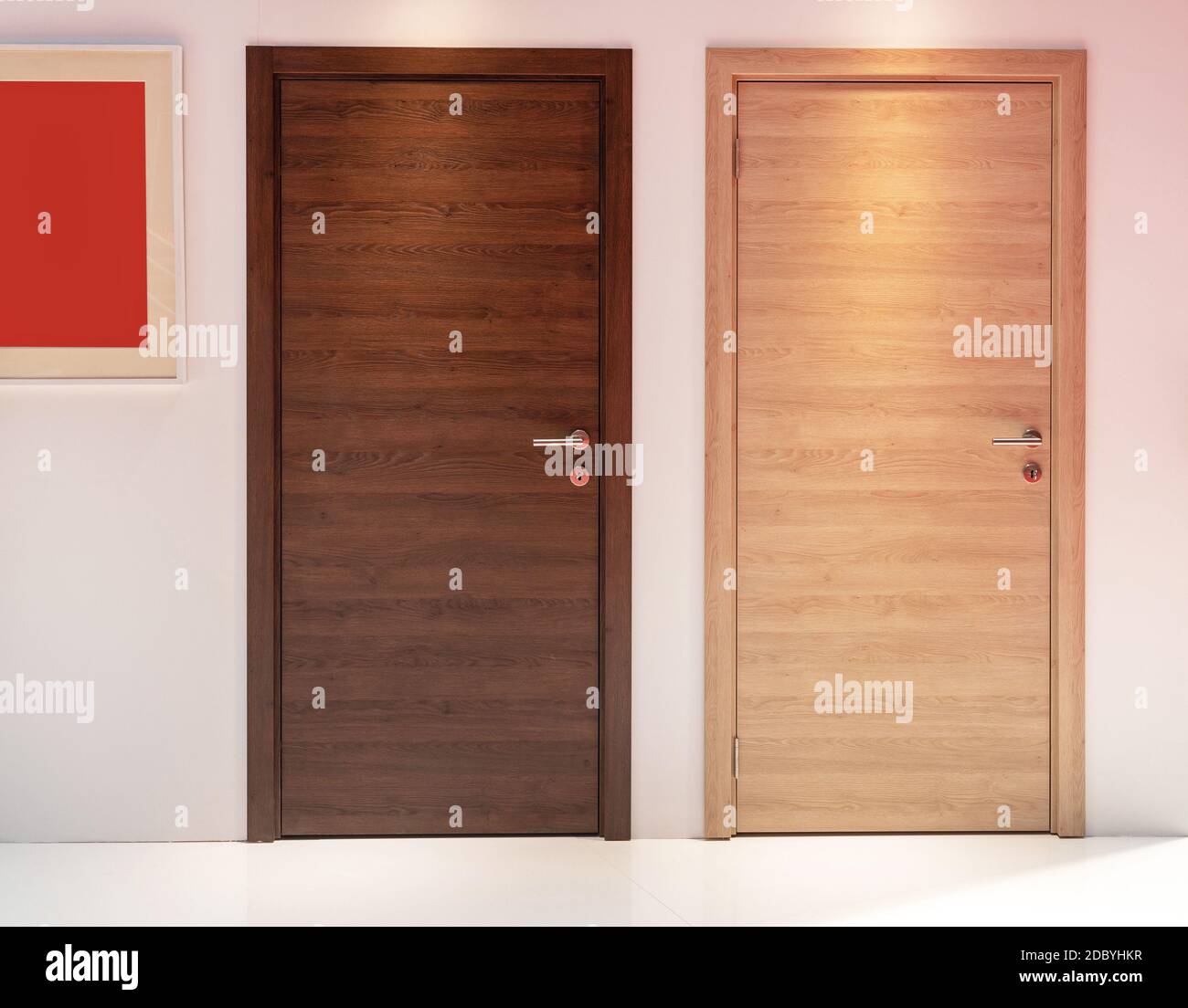 Two Wooden Doors at Home Interior Stock Photo - Alamy