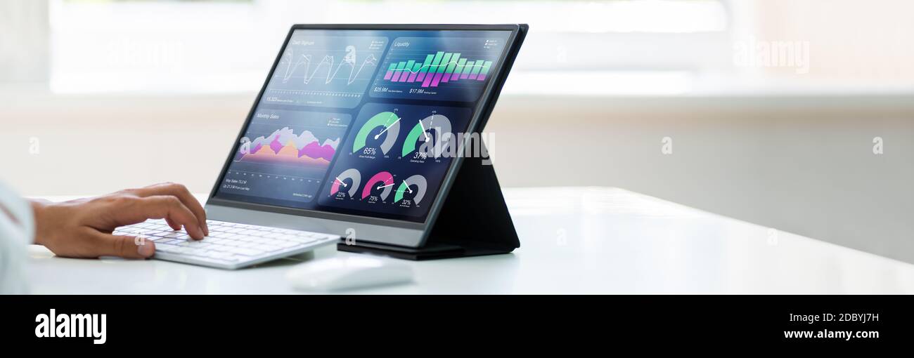 Business Data Analysis. Financial Advisor Using Analytics Stock Photo ...