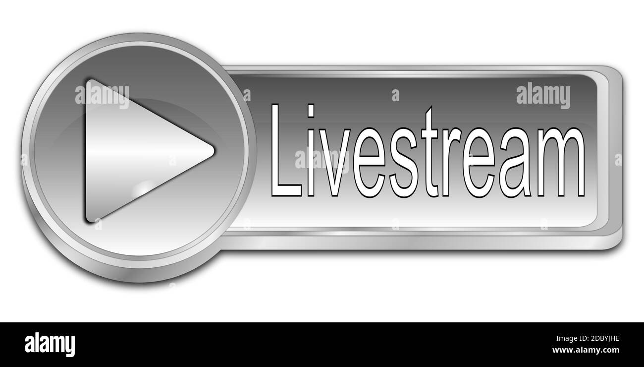 silver Livestream Button - 3D illustration Stock Photo - Alamy