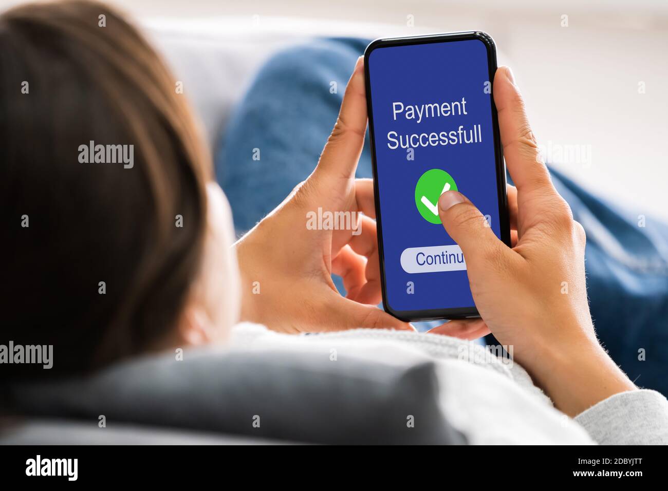 Online Mobile Money Payment Success On Cell Phone Stock Photo - Alamy