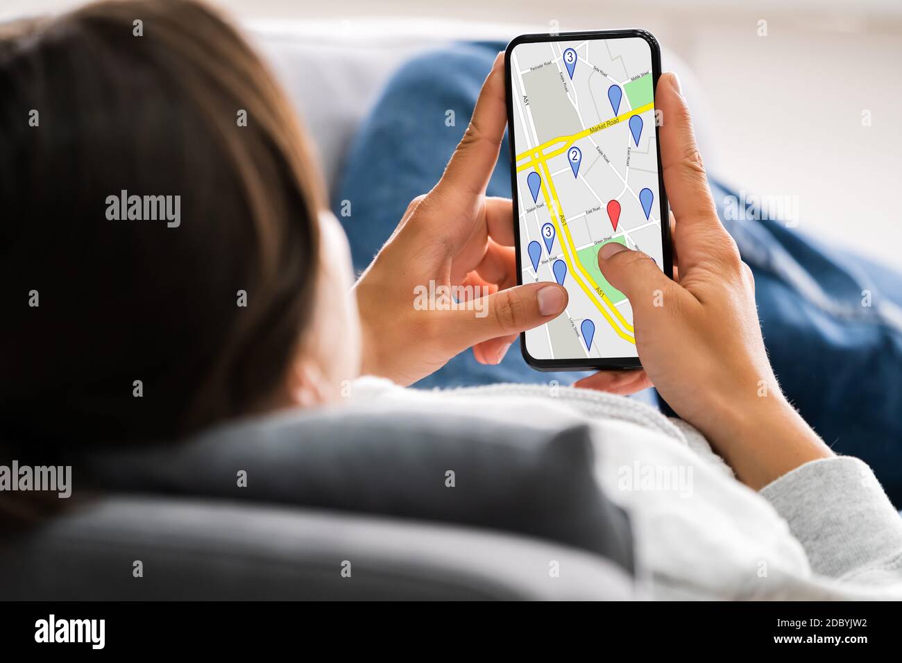 Location Map On Mobile Phone. Location Navigator Stock Photo - Alamy