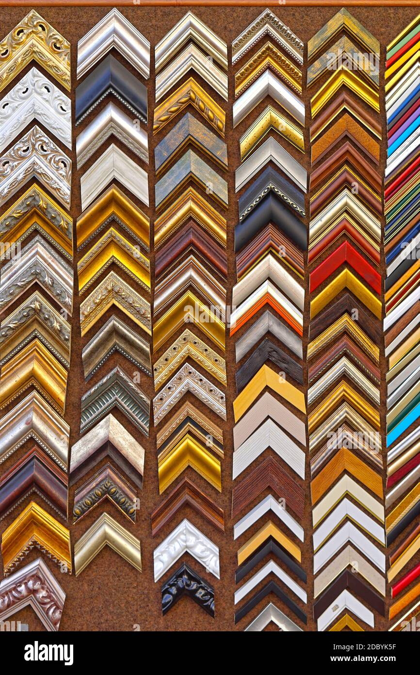 Picture frame corners colour samples material Stock Photo - Alamy