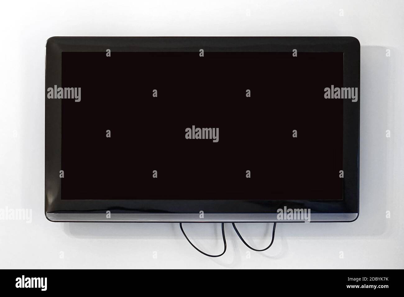 Black lcd TV set at wall Stock Photo - Alamy