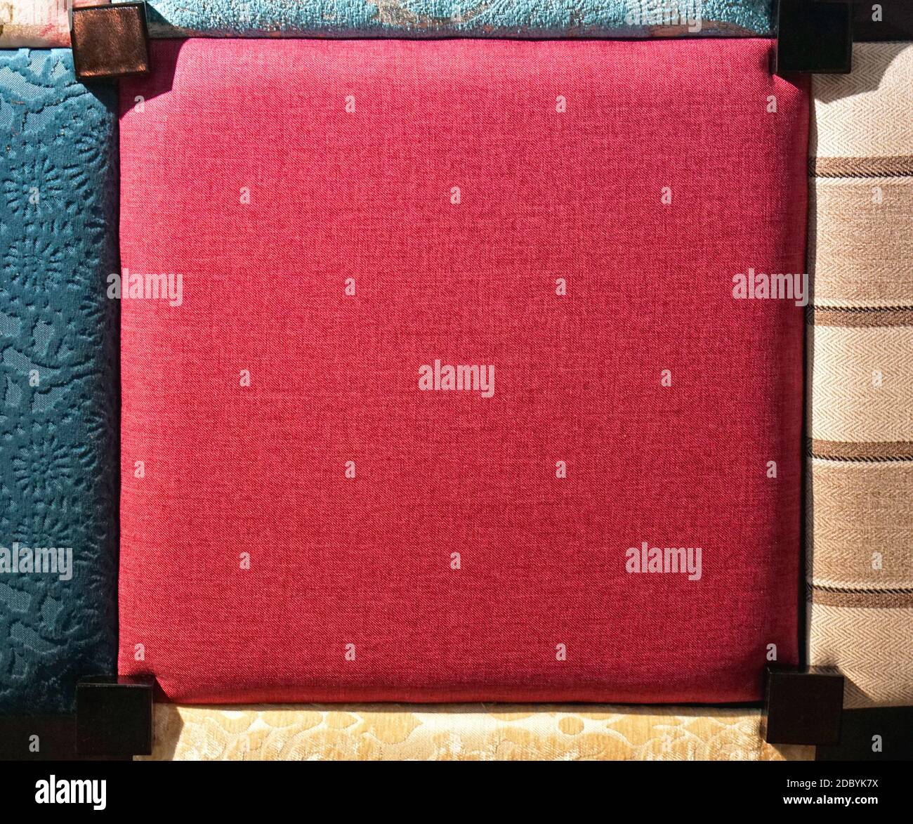 Red textile material square chair seat Stock Photo - Alamy