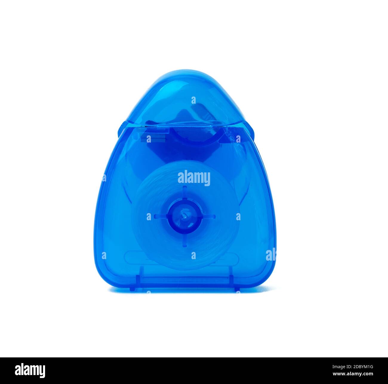 blue plastic packaging with dental floss isolated on white background ...