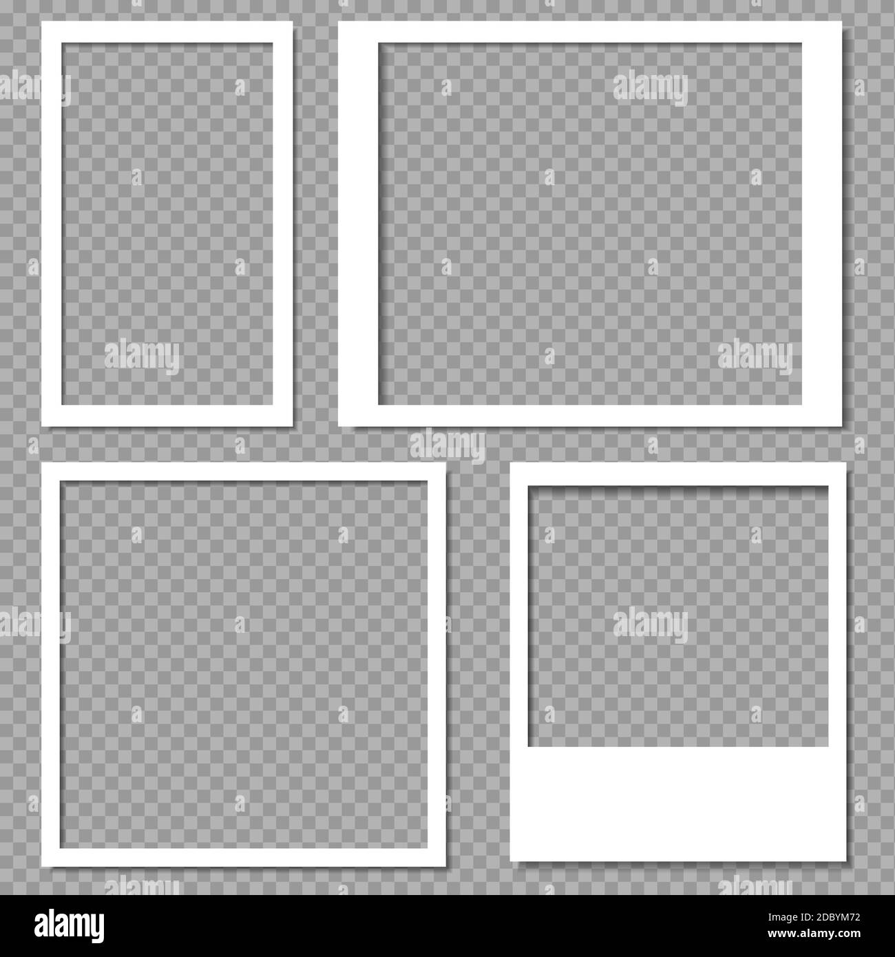 Photo frames with realistic drop shadow vector effect isolated. Image ...