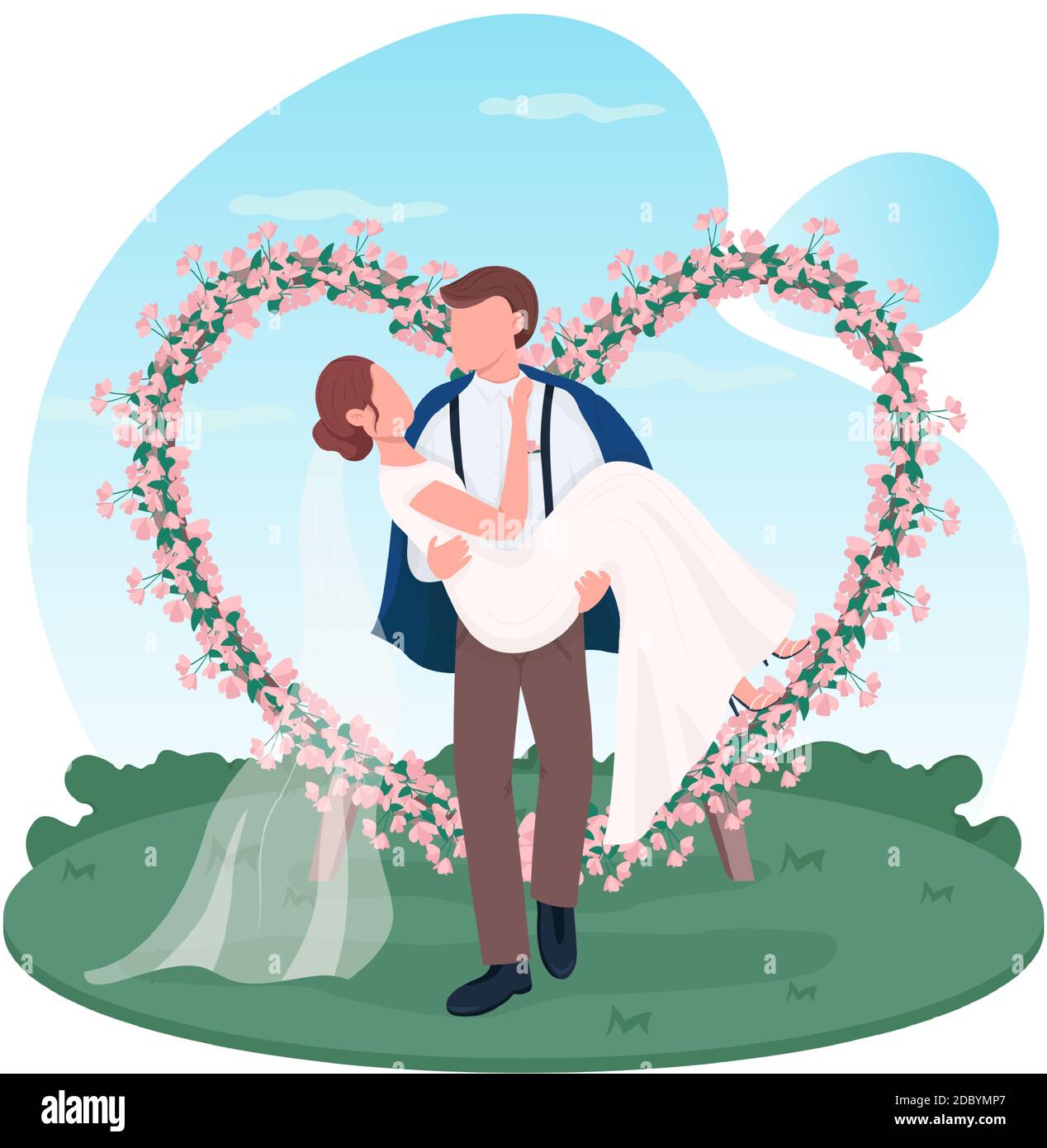 Newlywed couple 2D vector web banner, poster Stock Vector Image & Art ...