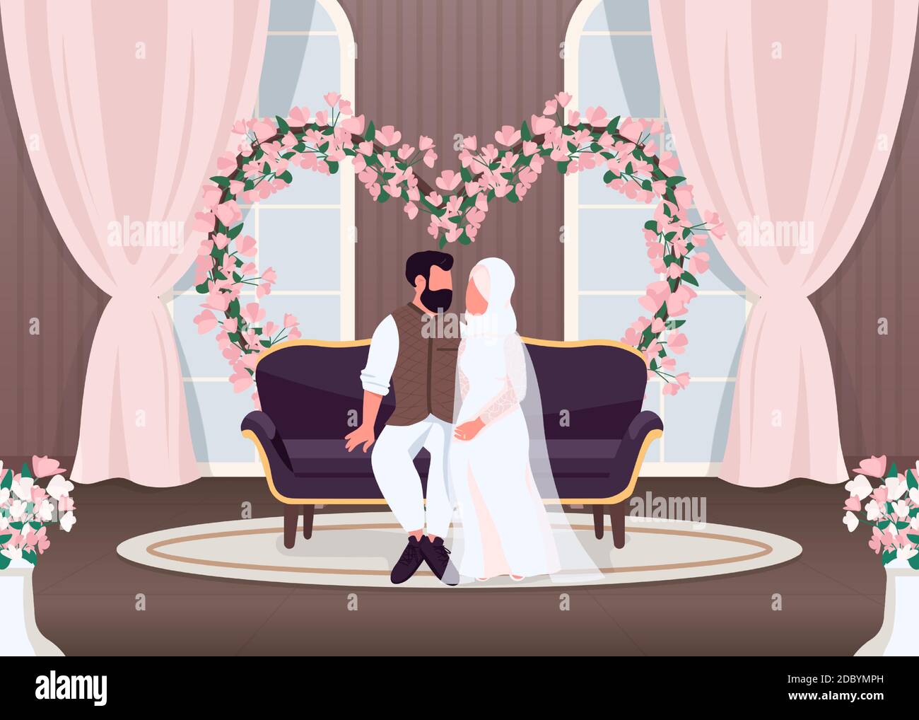 Islam wedding bride groom Stock Vector Images - Alamy