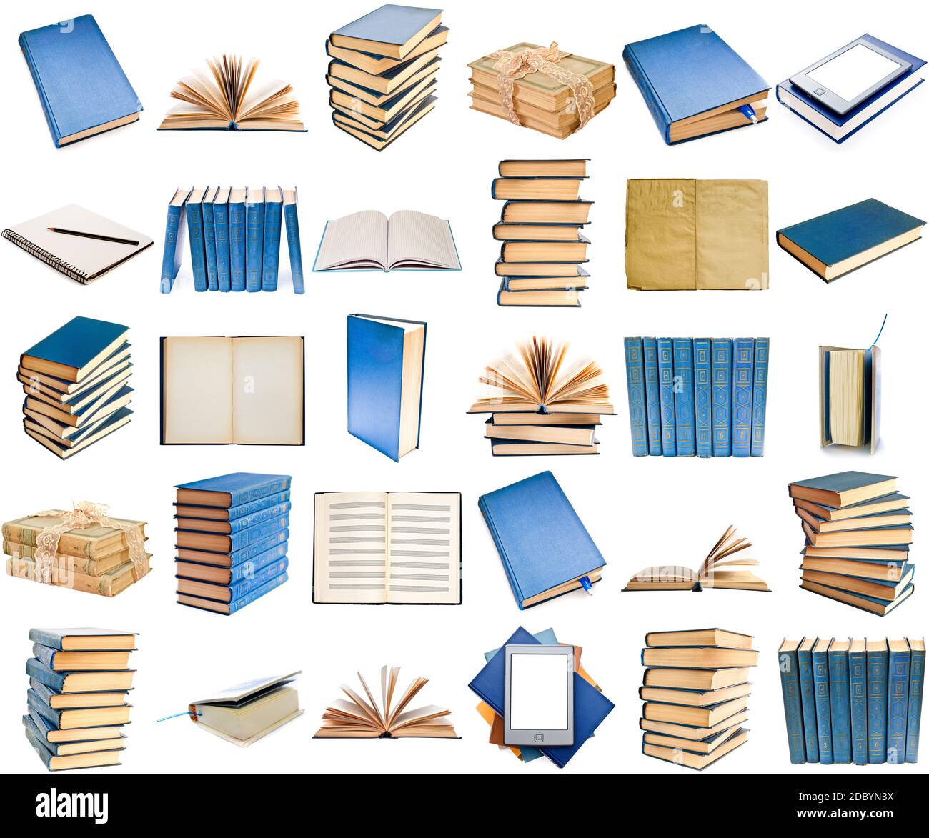 books collection isolated on a white background Stock Photo - Alamy