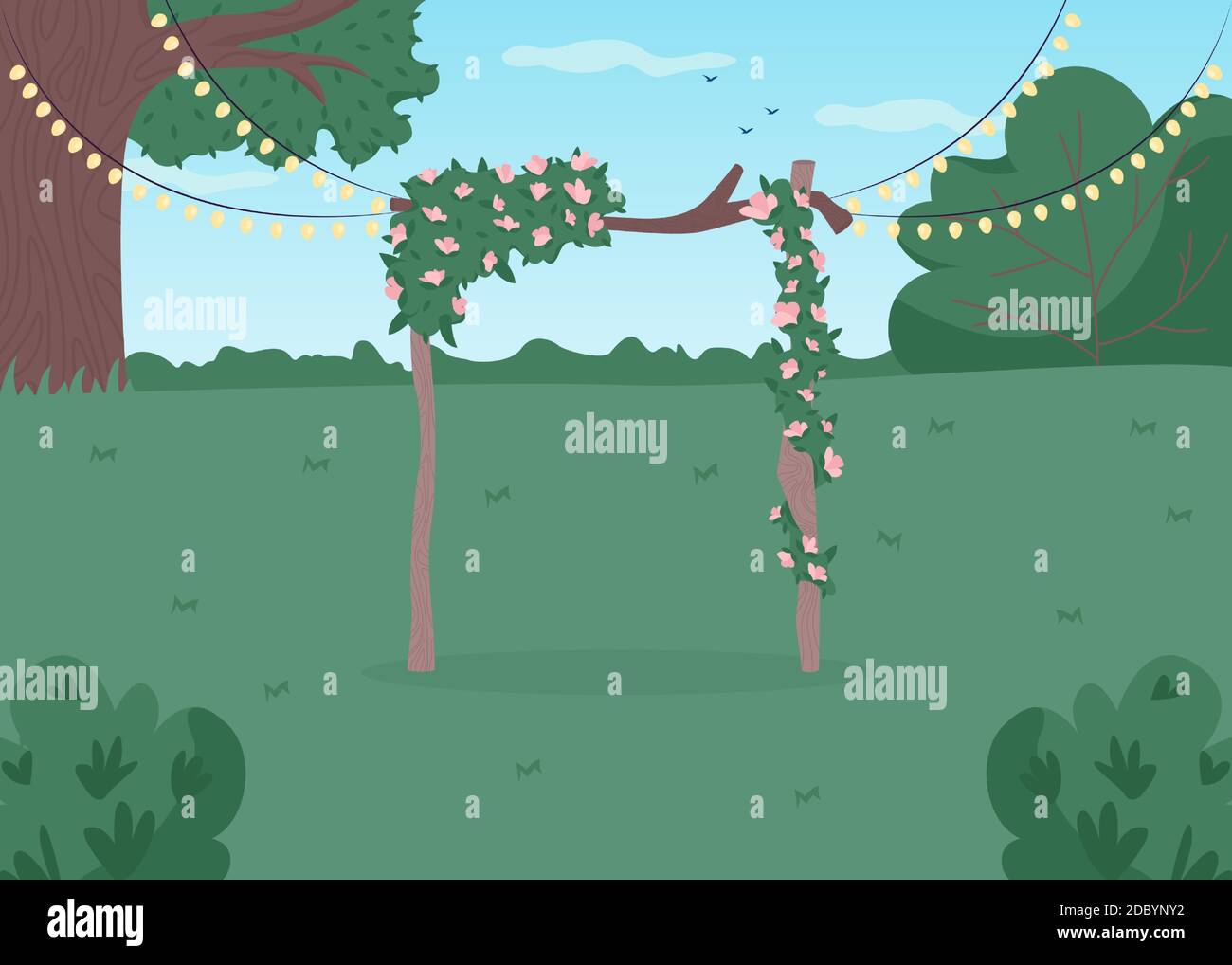 Backyard wedding flat color vector illustration Stock Vector Image ...