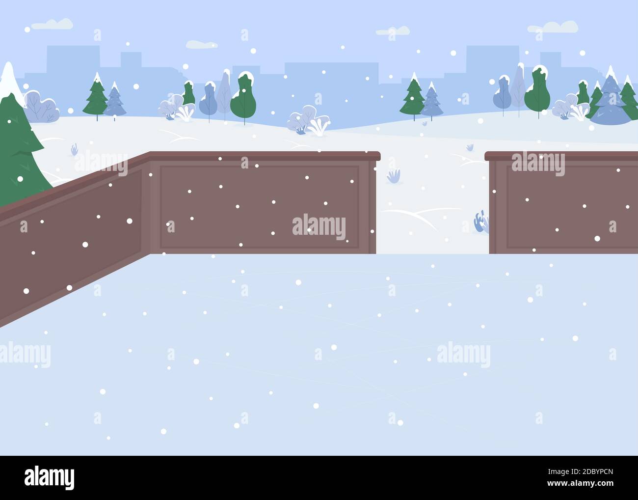 Ice skating rink flat color vector illustration Stock Vector Image ...