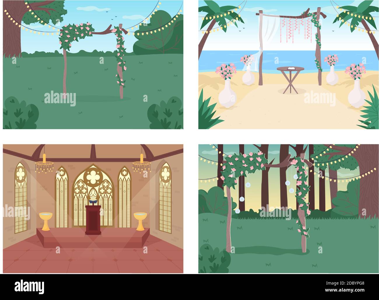 Wedding reception flat color vector illustration set Stock Vector Image ...