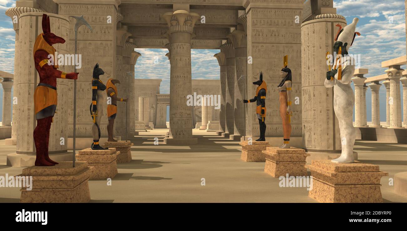 A pharaoh's temple to worship Egyptian gods Seth, Ra, Anubis, Hathor ...