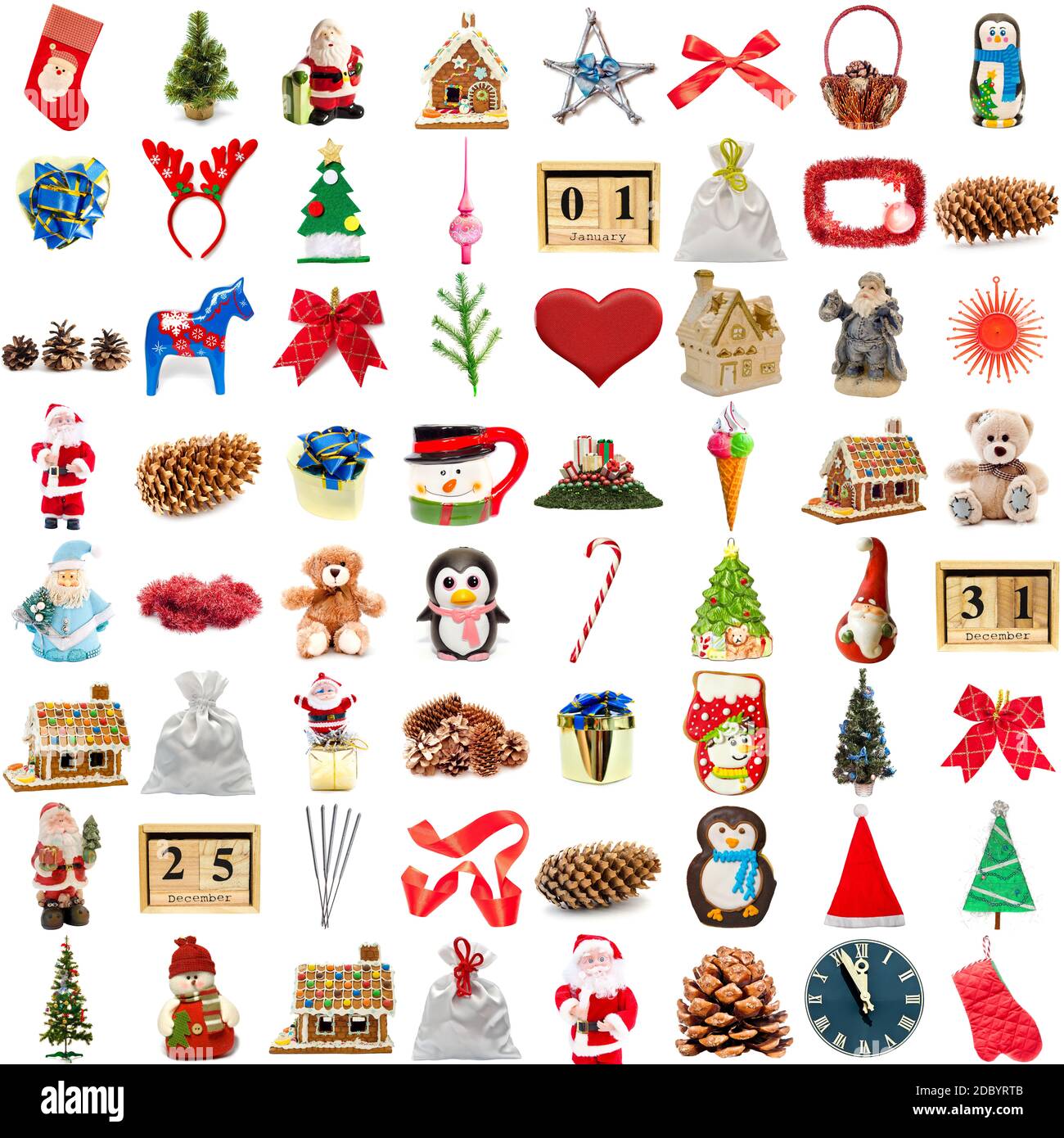 christmas collection isolated on a white background Stock Photo - Alamy