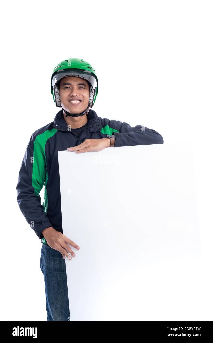 Man motorbike holding helmet Cut Out Stock Images & Pictures - Alamy