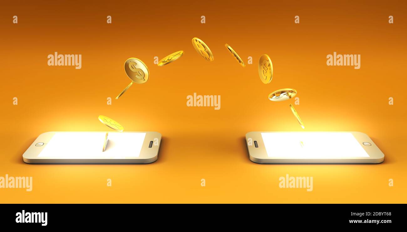 Mobile Payment and Transfer of Cash Concept Stock Photo - Alamy