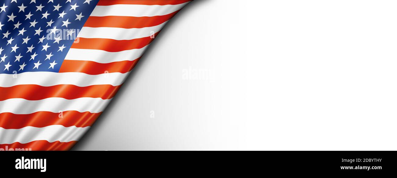 USA flag isolated on white. Horizontal panoramic banner Stock Photo - Alamy
