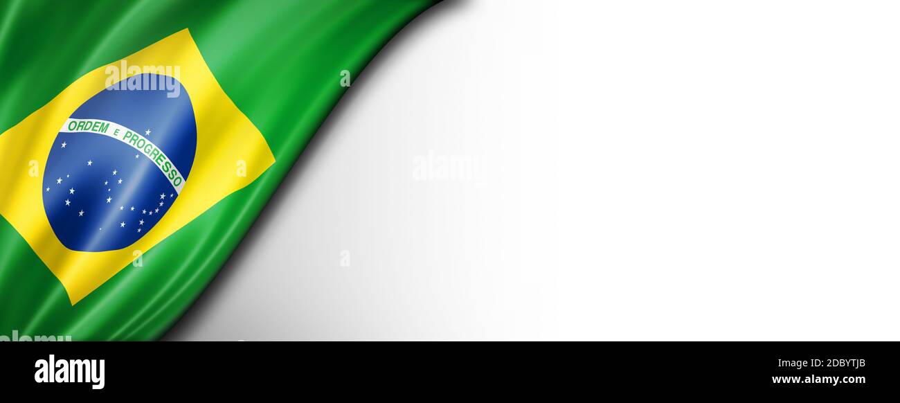 Brazil flag isolated on white. Horizontal panoramic banner Stock Photo ...