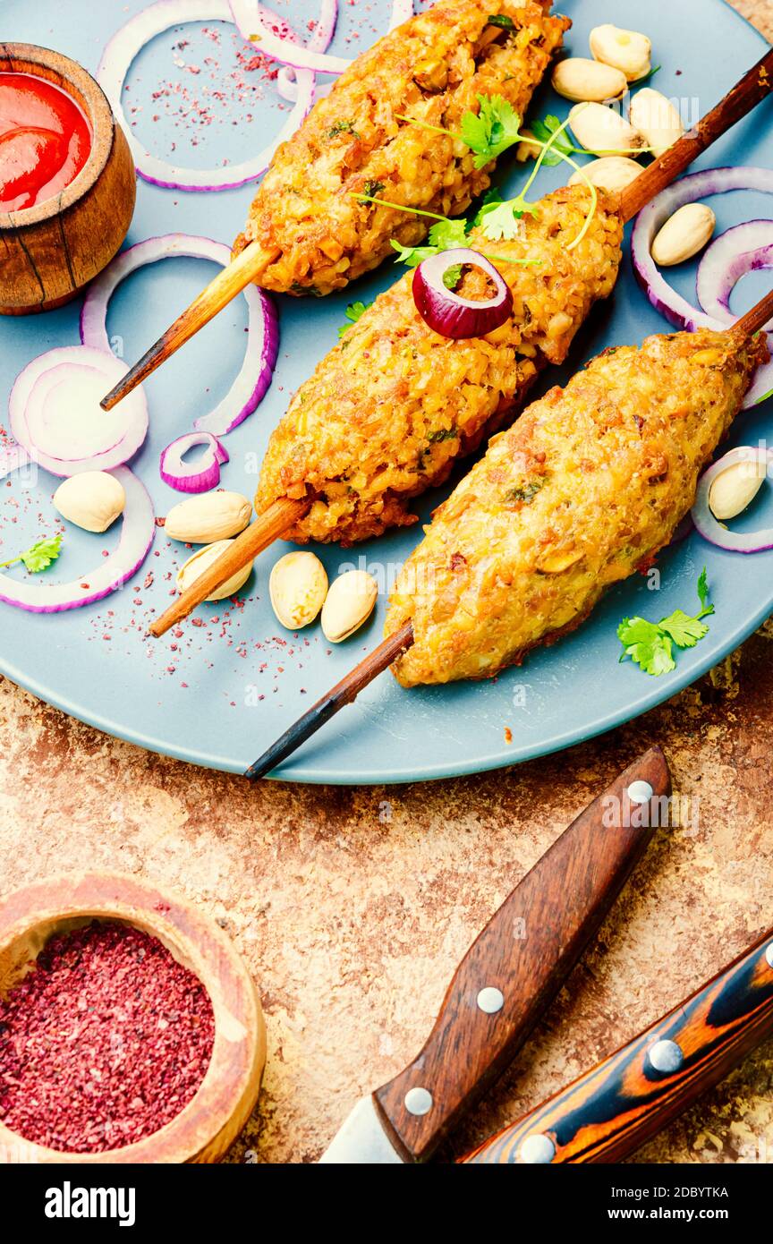 Minced meat skewers or lula kebab.Grilled lula kebab lamb Stock Photo ...