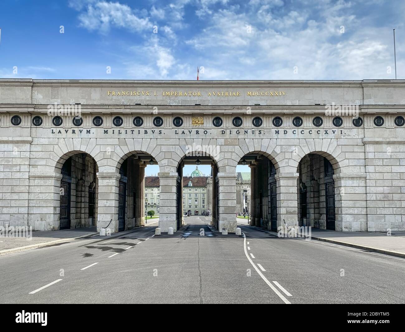 Outer Castle Gate Hofburg, street to Heldenplatz in Vienna Stock Photo ...
