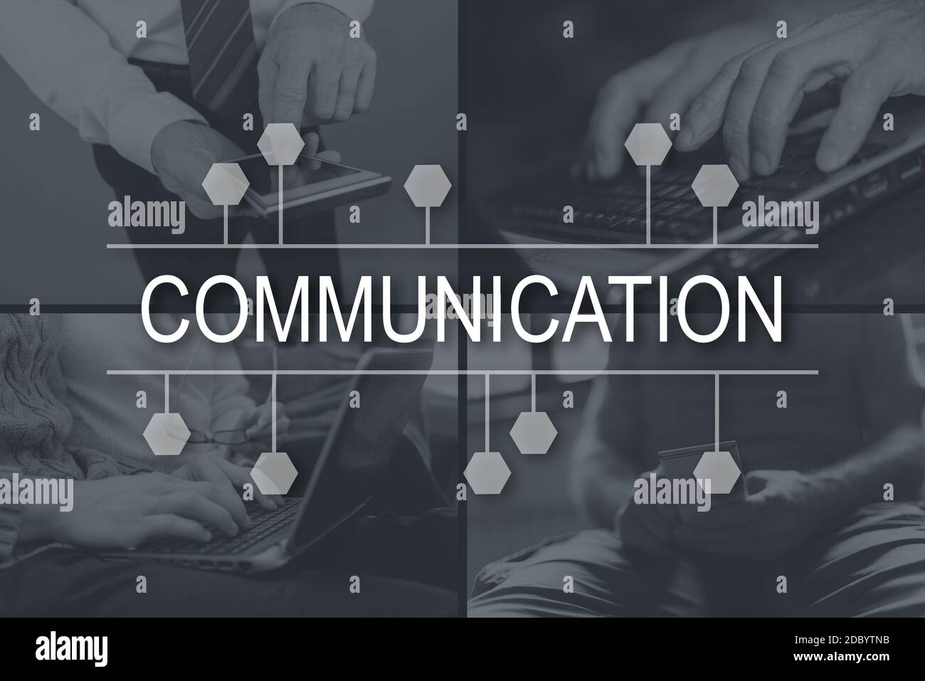 Communication concept illustrated by pictures on background Stock Photo ...