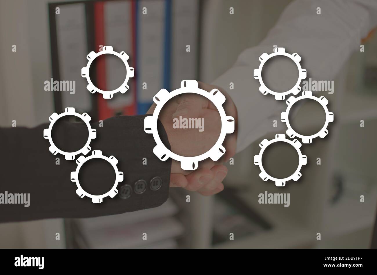 Manufacturing process concept illustrated by a picture on background ...