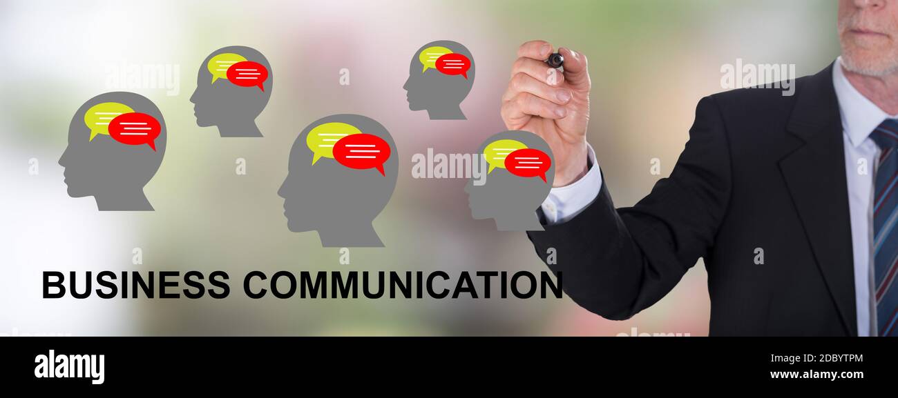 Businessman drawing a business communication concept Stock Photo - Alamy