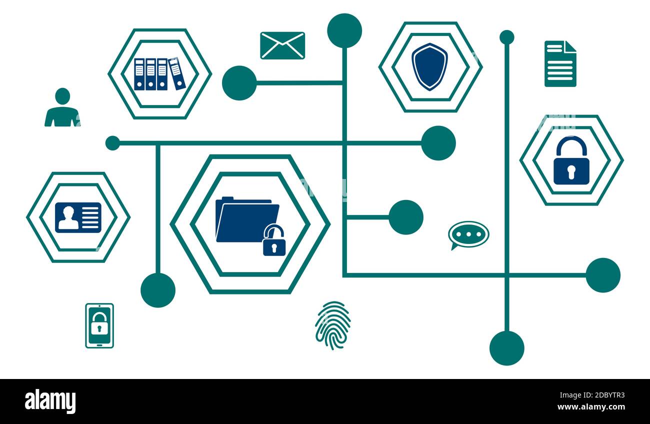 Concept of data protection with connected icons Stock Photo - Alamy