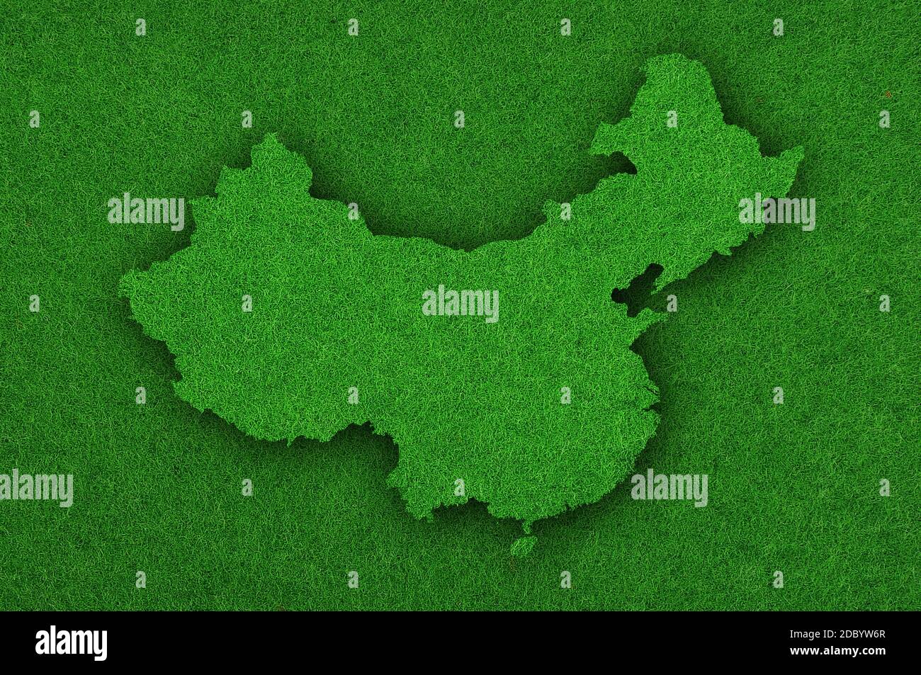 Map of China on green felt Stock Photo - Alamy