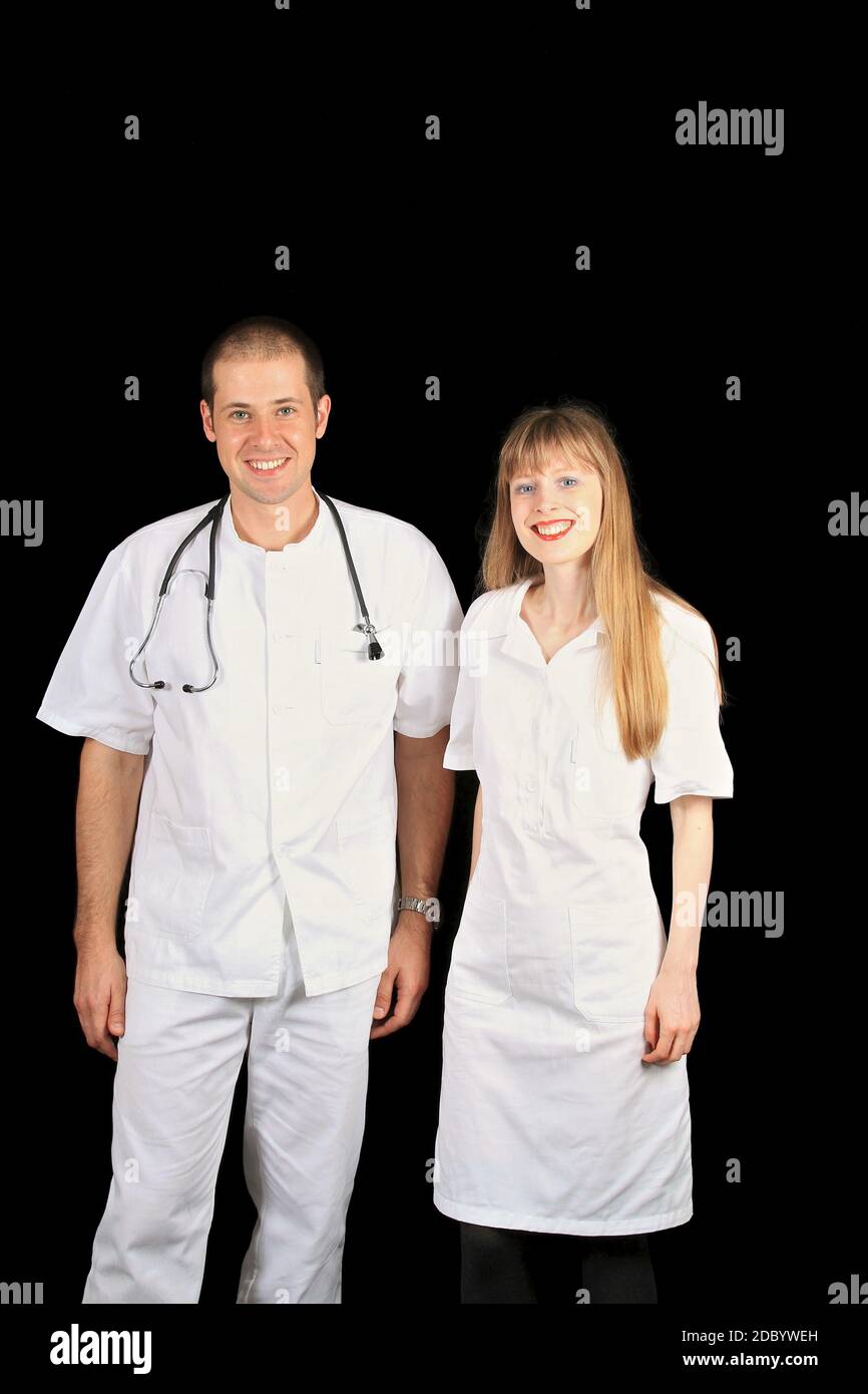 Young doctors team in white medical uniforms Stock Photo - Alamy