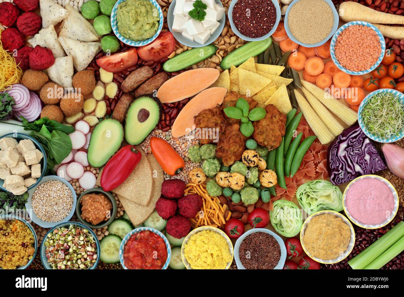 Plant based vegan food for a healthy life with vegetables, tofu ...