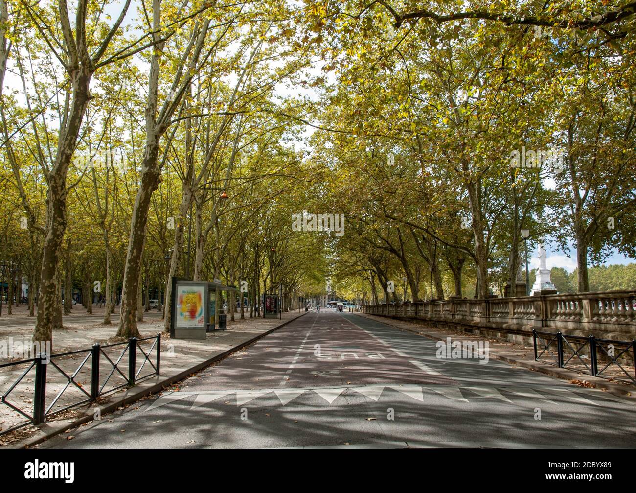 Bordeaux, France - September 9, 2018: Public garden along Place des ...